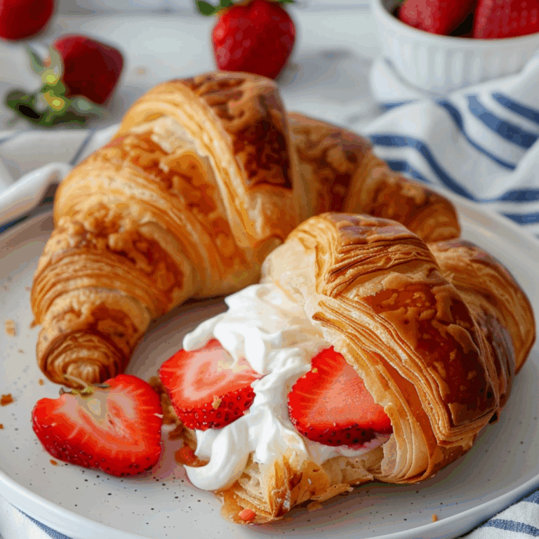 Homemade Strawberry Croissant | Flaky and Filled with Cream